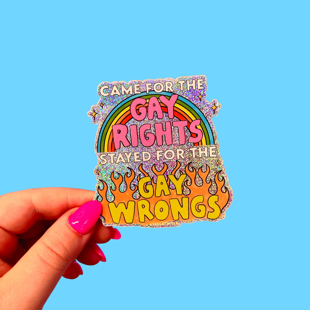 Gay Wrongs Glitter Sticker – The Peach Fuzz